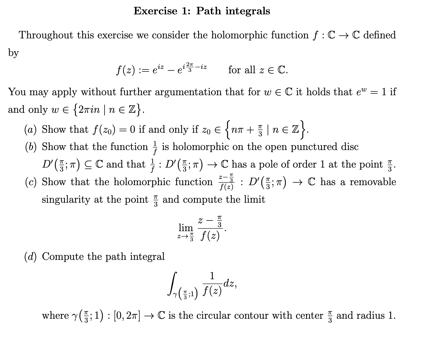 Solved Throughout This Exercise We Consider The Holomorphic