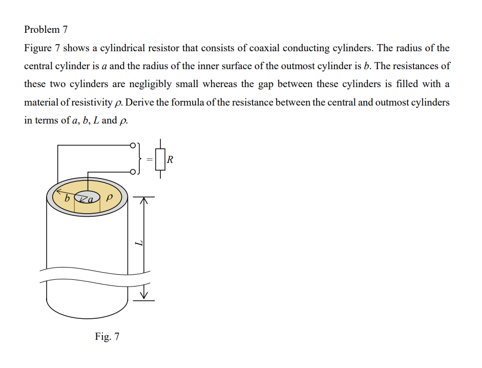 Solved Problem 7 Figure 7 shows a cylindrical resistor that | Chegg.com