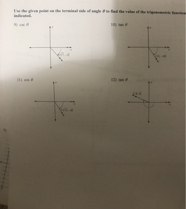 Solved Use the given point on the terminal side of angle θ | Chegg.com