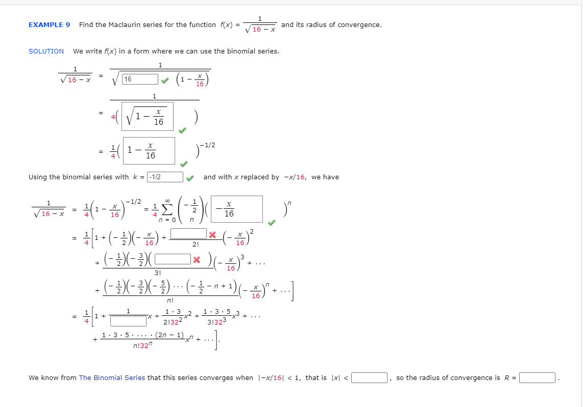 Solved EXAMPLE 9 Find the Maclaurin series for the function | Chegg.com