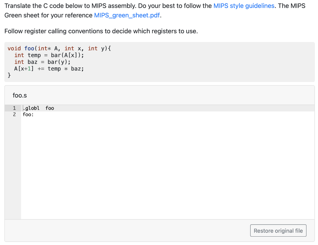 Solved Translate The C Code Below To Mips Assembly Do Your