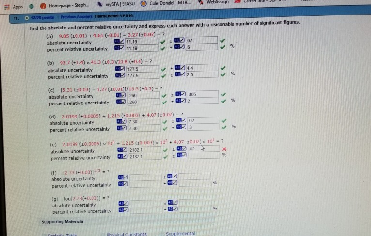 Solved ::: Apps Homepage-Steph.. % mySFA[SFASU @ Cole | Chegg.com