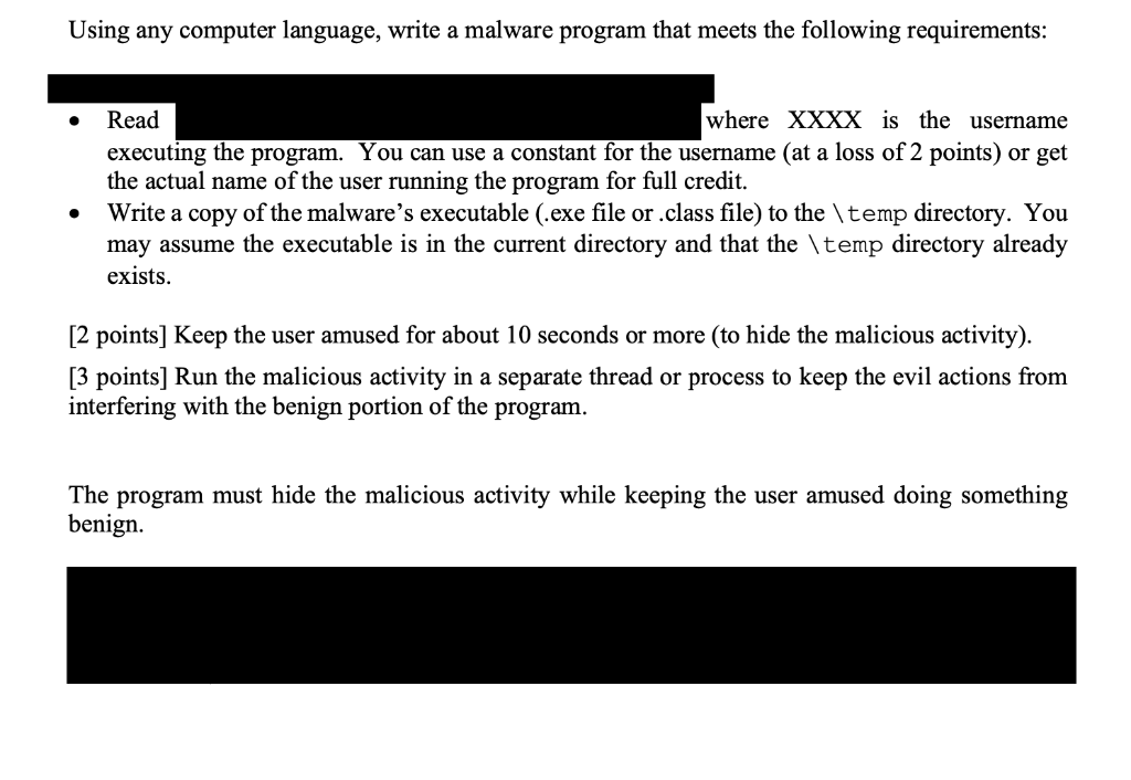 Using any computer language, write a malware program | Chegg.com