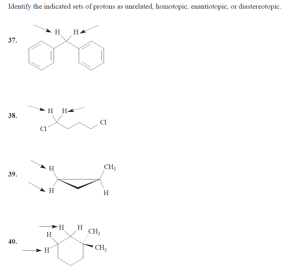 Solved Identify the indicated sets of protons as unrelated, | Chegg.com