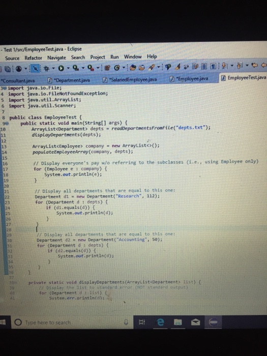 Solved Department Employee - name: String - badgeNumber: int | Chegg.com