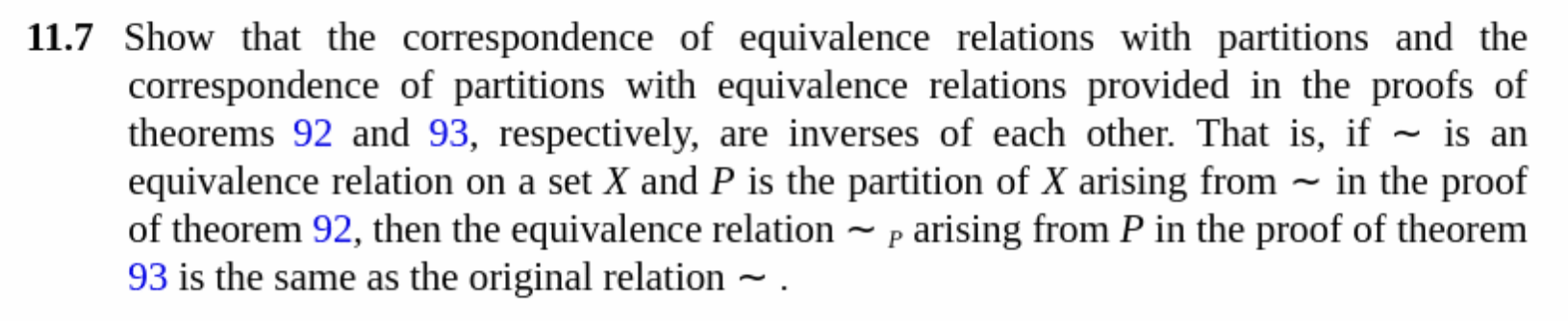 Solved Theorem 92. Suppose that ∼ is an equivalence relation | Chegg.com