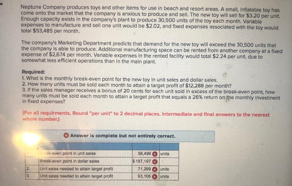Solved Neptune Company produces toys and other items for use | Chegg.com