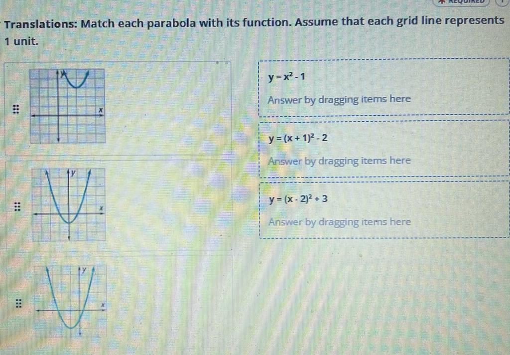 Solved Translations: Match each parabola with its function. | Chegg.com