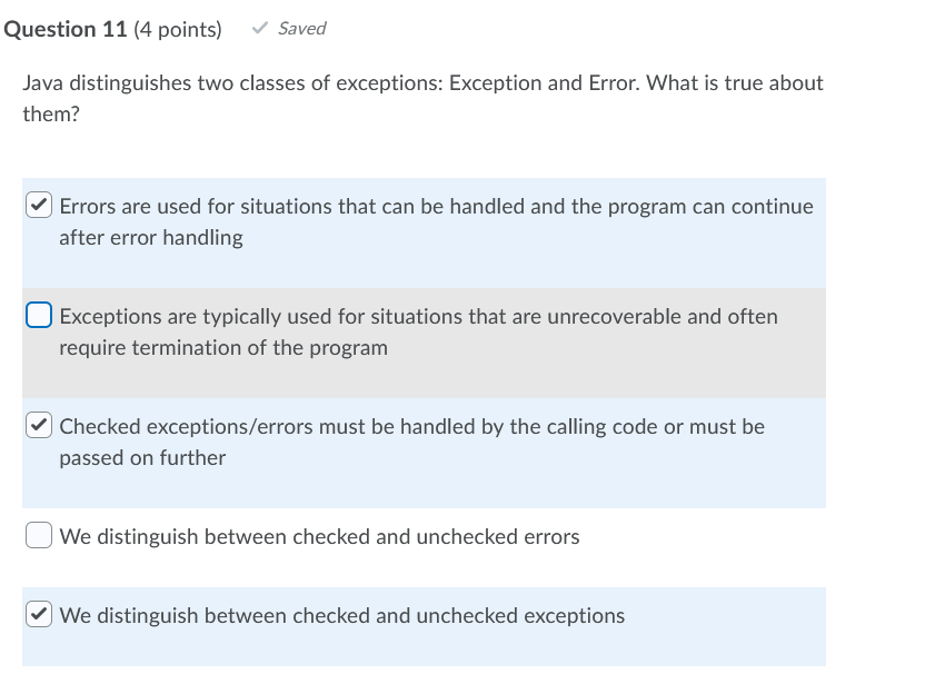 Solved Question 11 (4 points) Saved Java distinguishes two | Chegg.com
