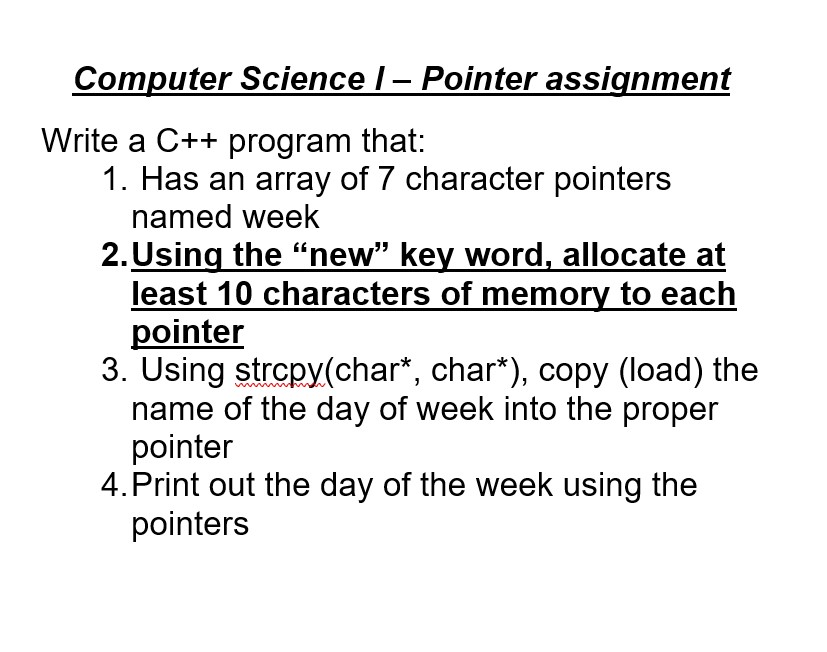Solved Computer Science Pointer Assignment Write A C