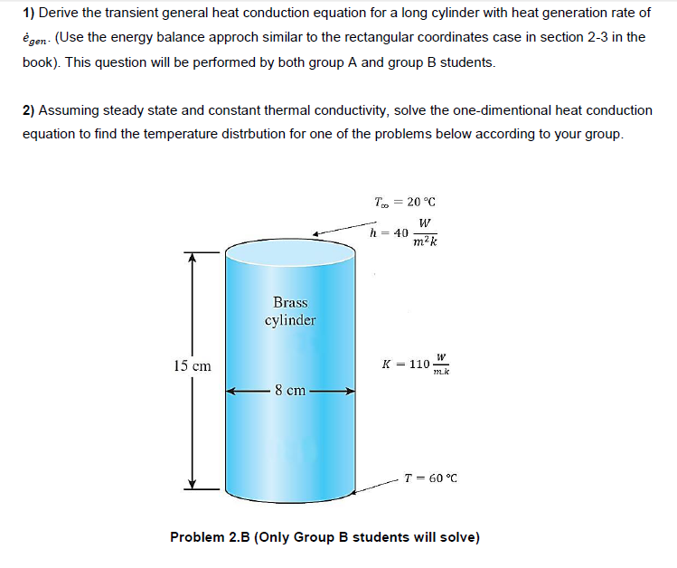 Solved 1) Derive the transient general heat conduction | Chegg.com