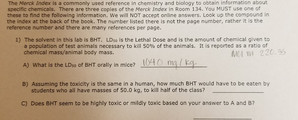 The Merck Index is a commonly used reference in | Chegg.com