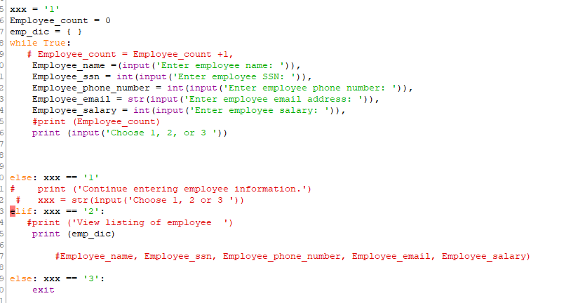 Solved I have an employee management list that I need to be | Chegg.com