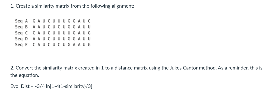 Solved 1. Create a similarity matrix from the following | Chegg.com