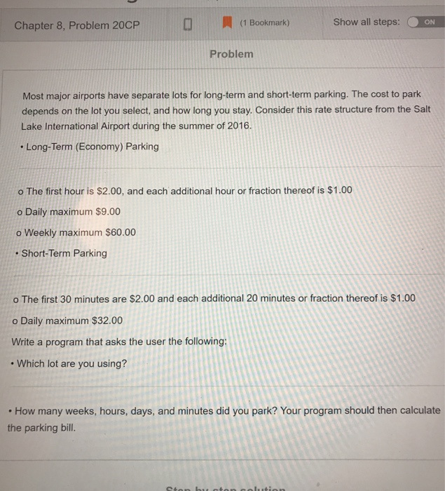 Solved (1 Bookmark) Show all steps: ON Chapter 8, Problem | Chegg.com