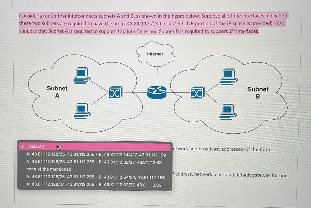 Solved Consider a router that interconnects subnets A and B, | Chegg.com
