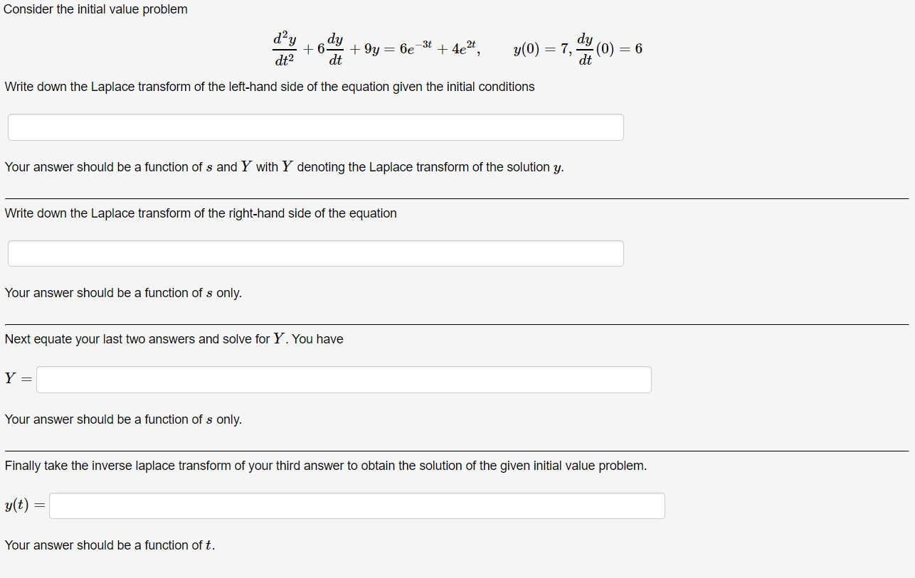 Solved Consider the initial value problem dạy dt2 tody +9y = | Chegg.com