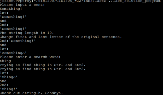 Solved For this lab, we will continue working with string.h | Chegg.com