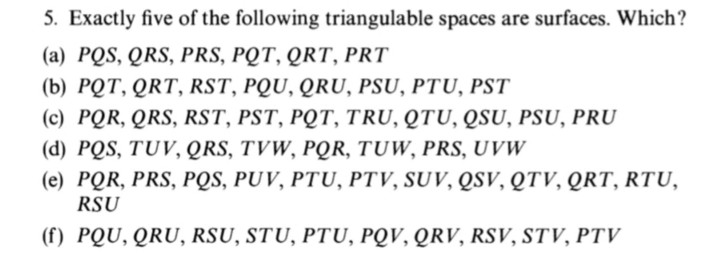 Solved 5. Exactly five of the following triangulable spaces | Chegg.com