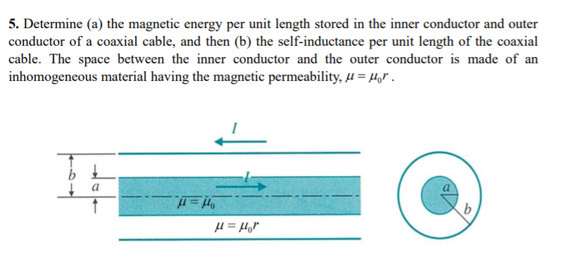 Solved Determine (a) the magnetic energy per unit length | Chegg.com