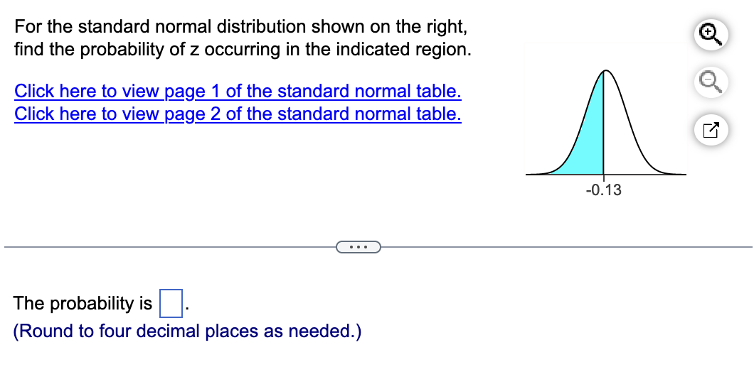 Solved For the standard normal distribution shown on the | Chegg.com