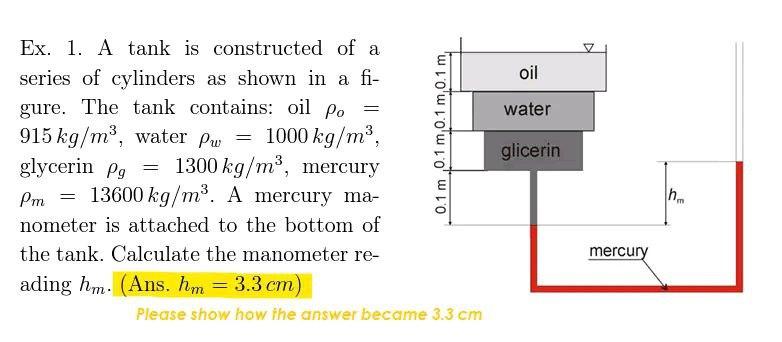 Solved Ex. 1. A tank is constructed of a series of cylinders | Chegg.com