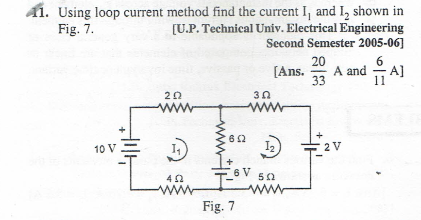 Solved Using Loop Current Method Find The Current I1 and I2