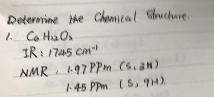 Solved Determine the Chemical Bonicture. 1. C6H12O2 IR:1745 | Chegg.com