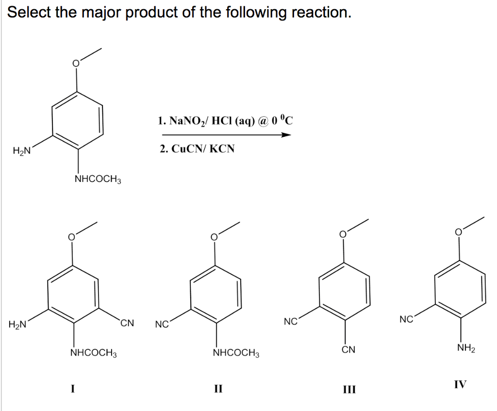 Solved Select the major product of the following reaction. | Chegg.com