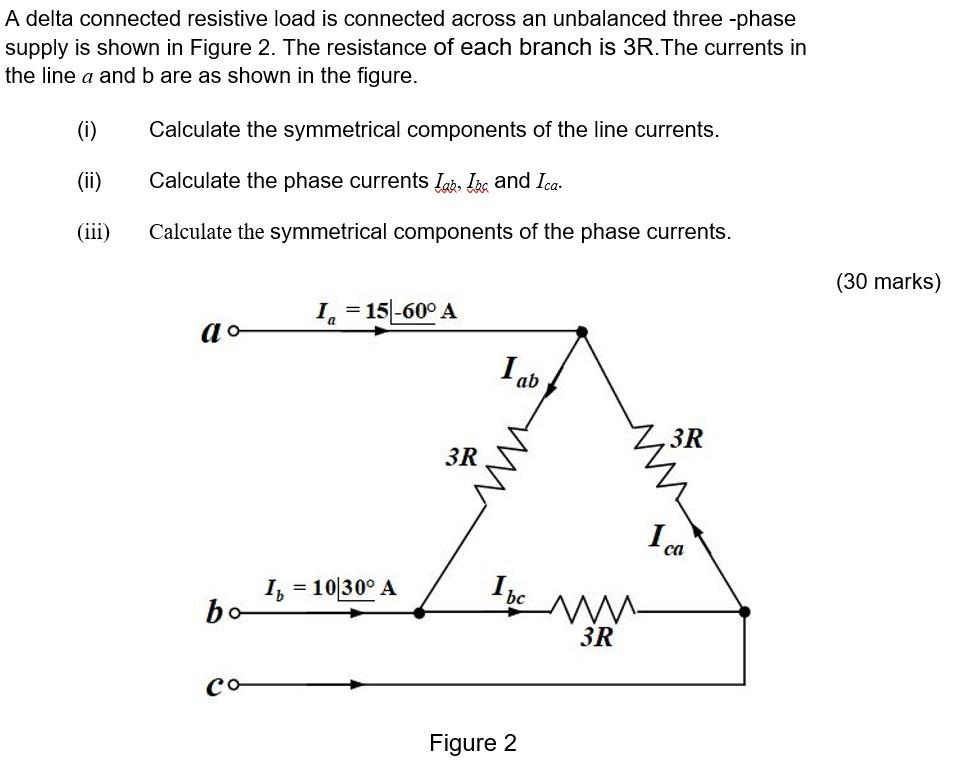 Solved A delta connected resistive load is connected across | Chegg.com