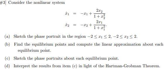 Solved 43] Consider the nonlinear system | Chegg.com