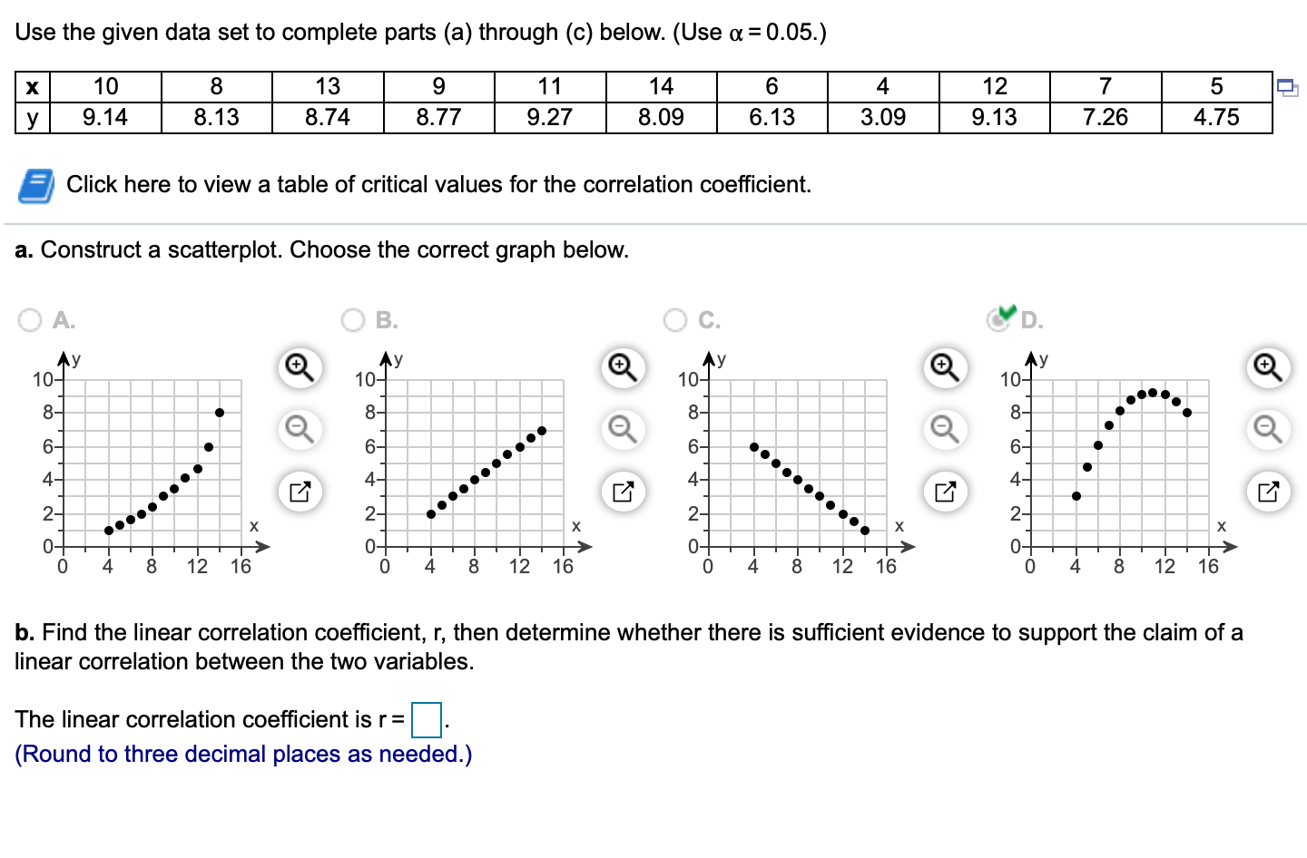 Solved Use the given data set to complete parts (a) through | Chegg.com