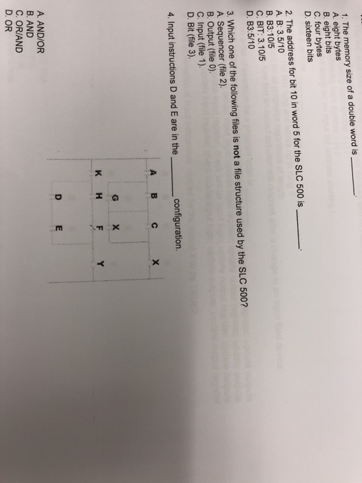 Solved 1. The memory size of a double word is A. eight bytes | Chegg.com