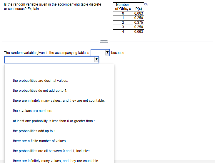 Solved Is the random variable given in the accompanying | Chegg.com