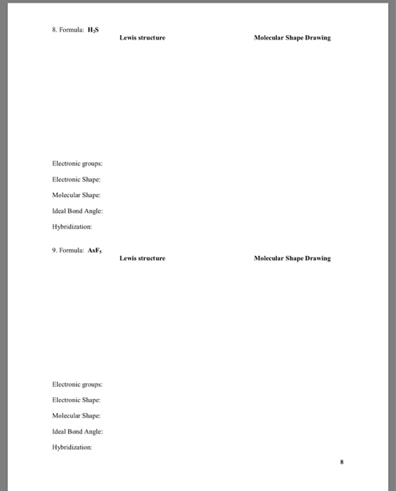 Solved Formula: HS Lewis structure Molecular Shape Drawing | Chegg.com