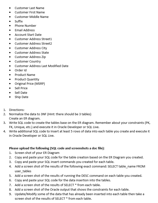 Solved - Customer Last Name - Customer First Name - Customer | Chegg.com