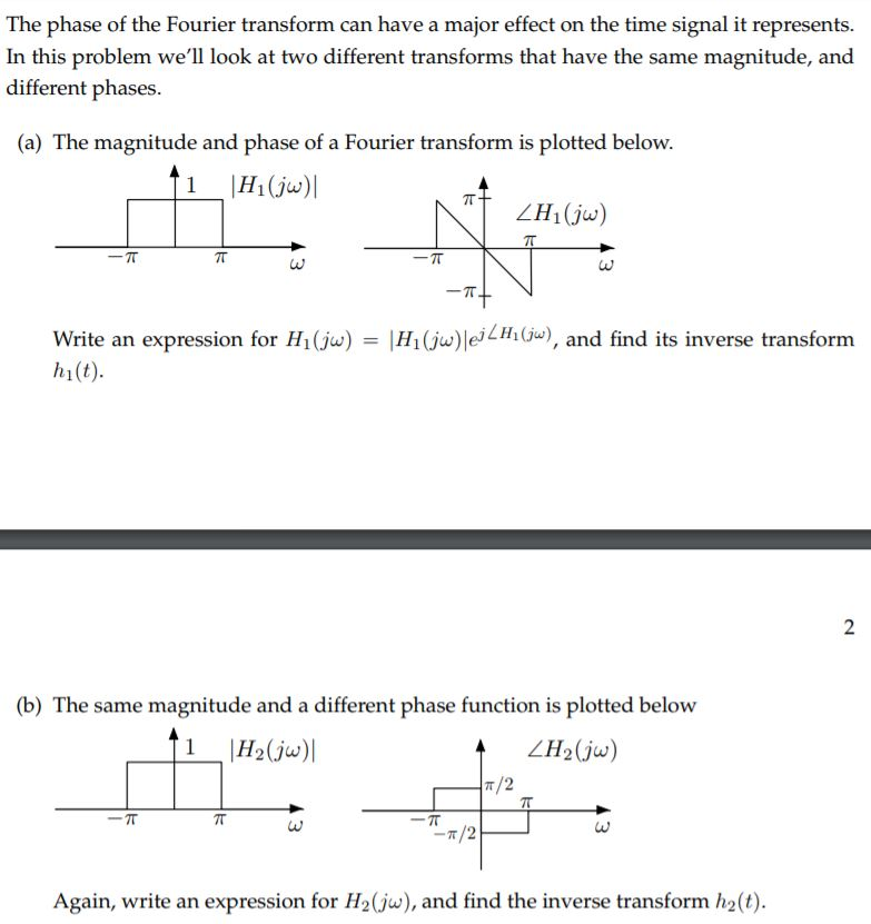 Solved 2. Phase of the Fourier Transform The phase of the | Chegg.com