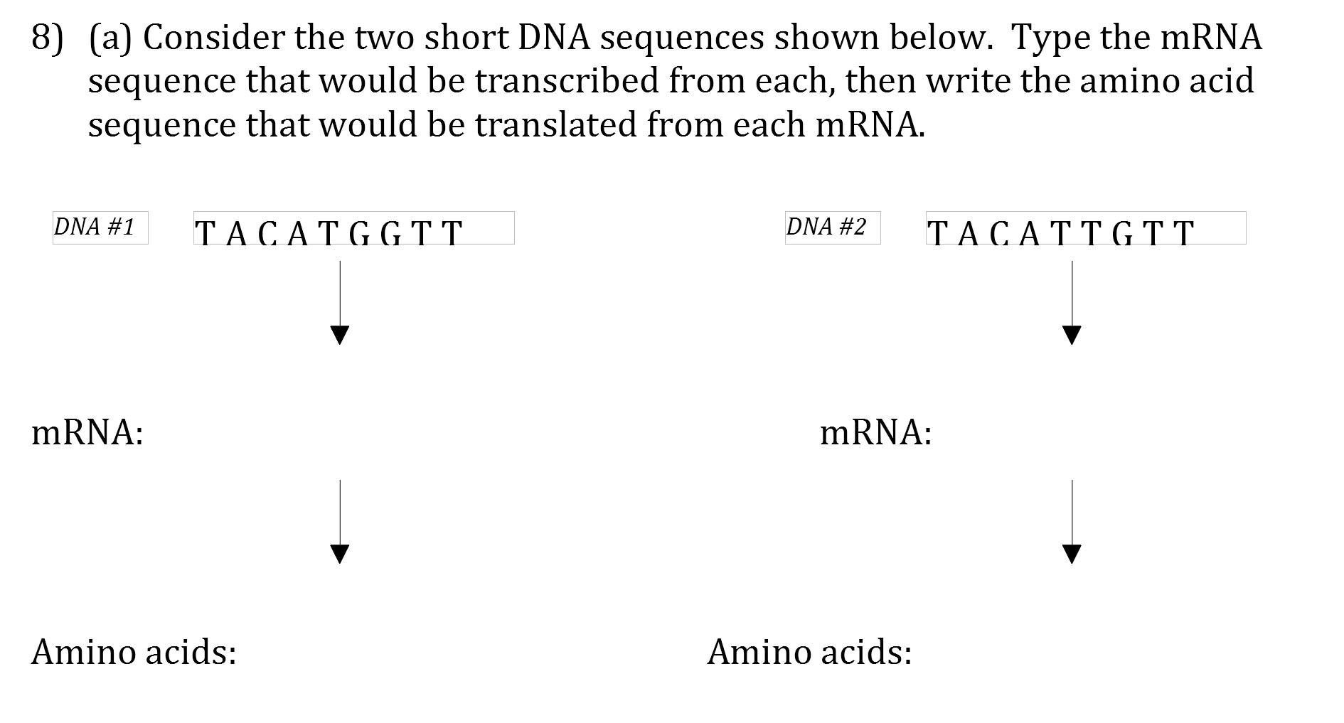 Solved 8) (a) Consider the two short DNA sequences shown | Chegg.com