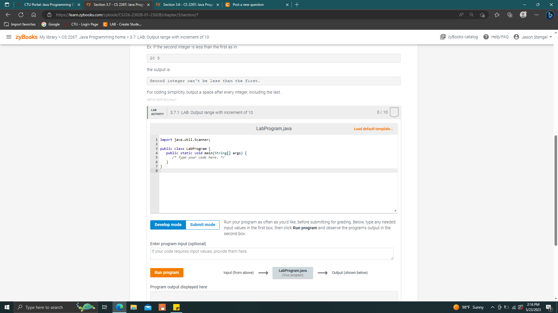 Solved 37 Lab Output Range With Increment Of 10 Instructor 7943