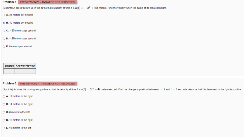 Solved Problem 5. PREVIEW ONLY -- ANSWERS NOT RECORDED (5 | Chegg.com
