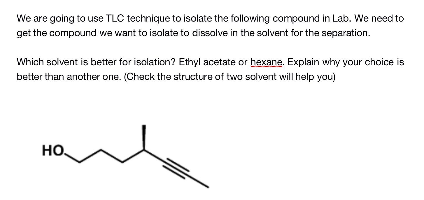 Solved We are going to use TLC technique to isolate the | Chegg.com