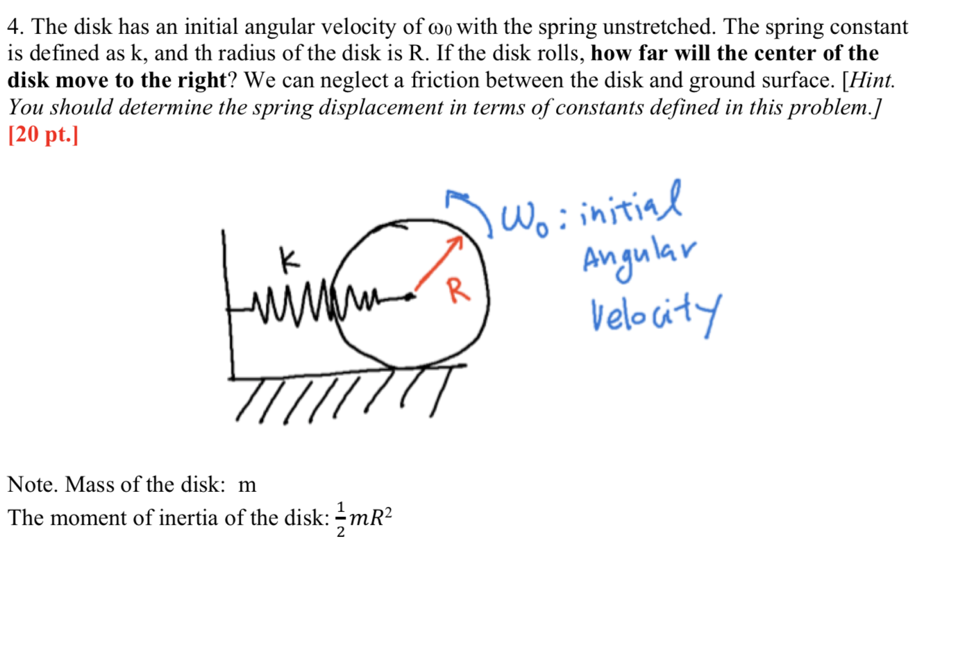 Solved 4. The disk has an initial angular velocity of oo | Chegg.com