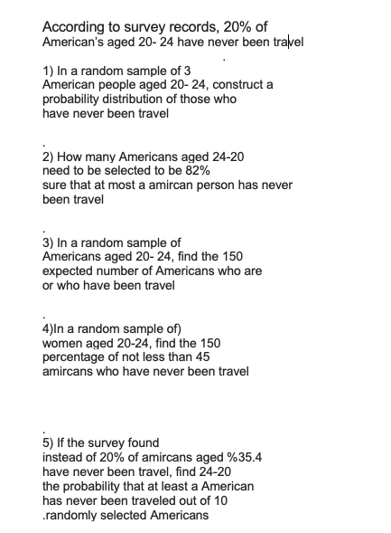 Solved According to survey records, 20% of American's aged | Chegg.com