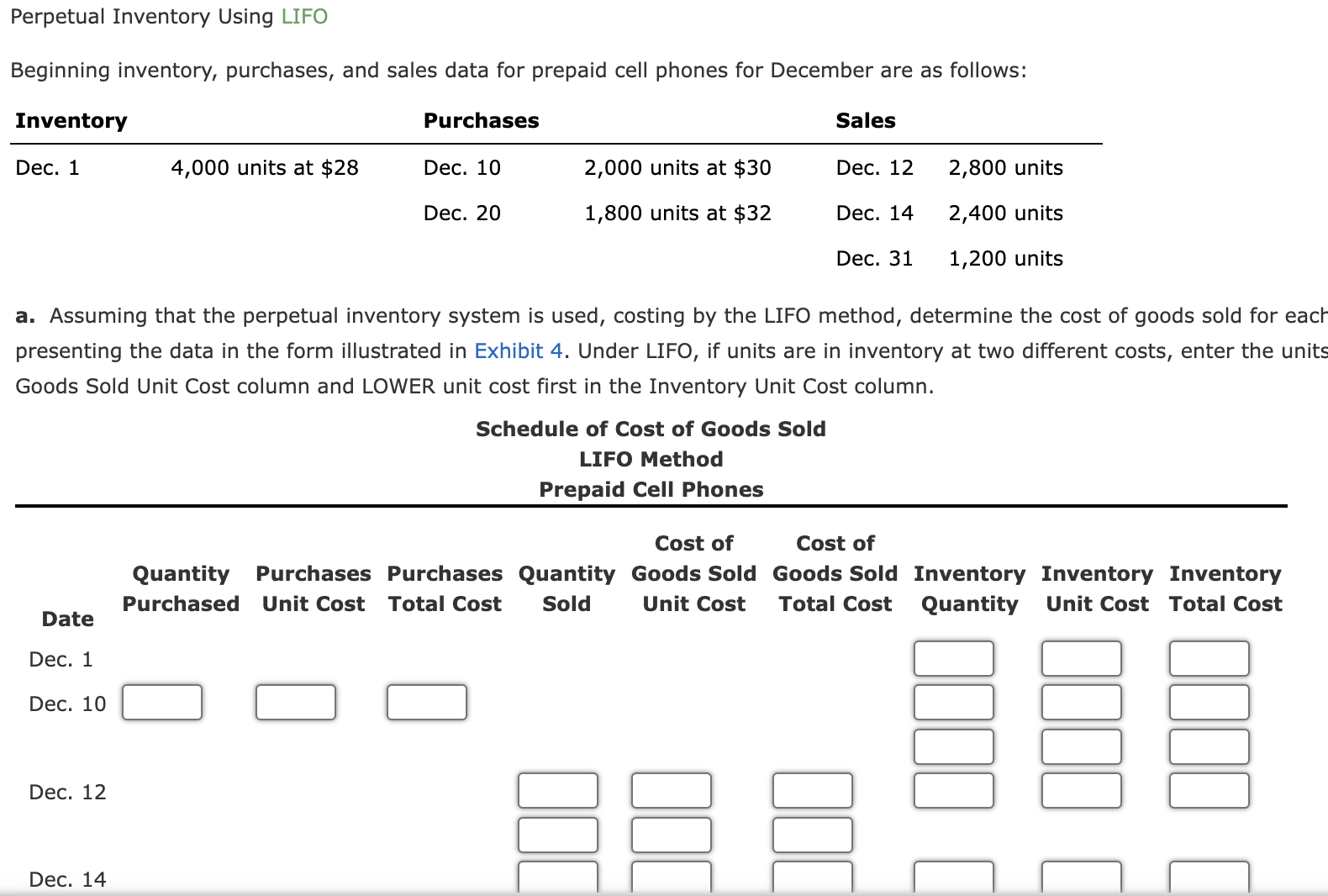 Solved Perpetual Inventory Using LIFOBeginning inventory, | Chegg.com