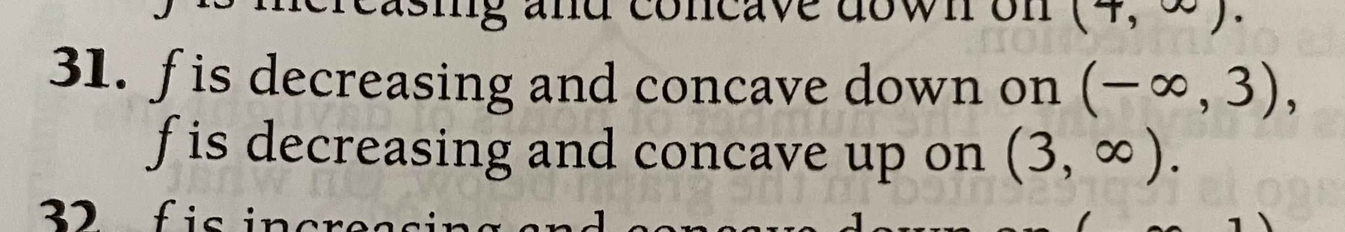 Solved :) 31. fis decreasing and concave down on (-0,3), fis | Chegg.com