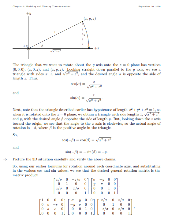 Deriving the General Rotation Matrix The three | Chegg.com