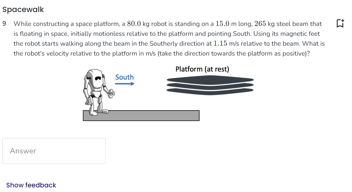 Solved 9 While constructing a space platform, a 80.0 kg | Chegg.com
