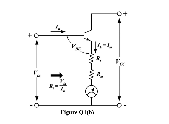 Solved (b) Figure Q1(b) shows a transistor voltmeter with | Chegg.com