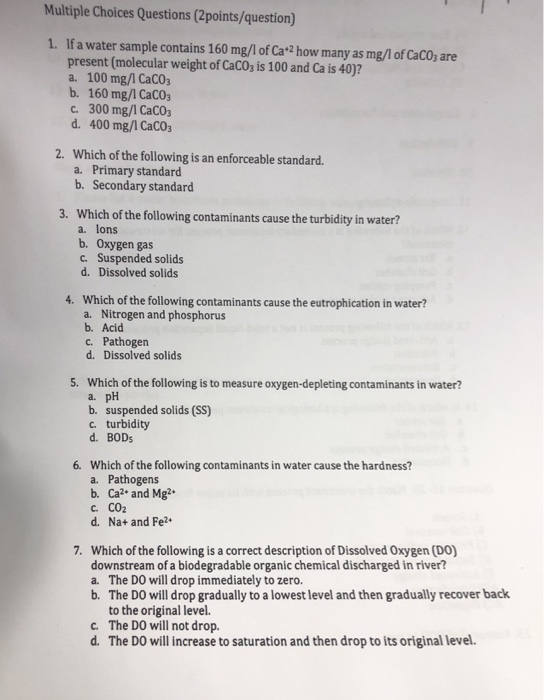 Solved Multiple Choices Questions (2points/question) 1. If a | Chegg.com