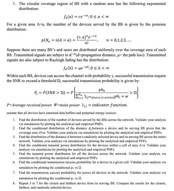 1. The circular coverage region of BS with a random | Chegg.com